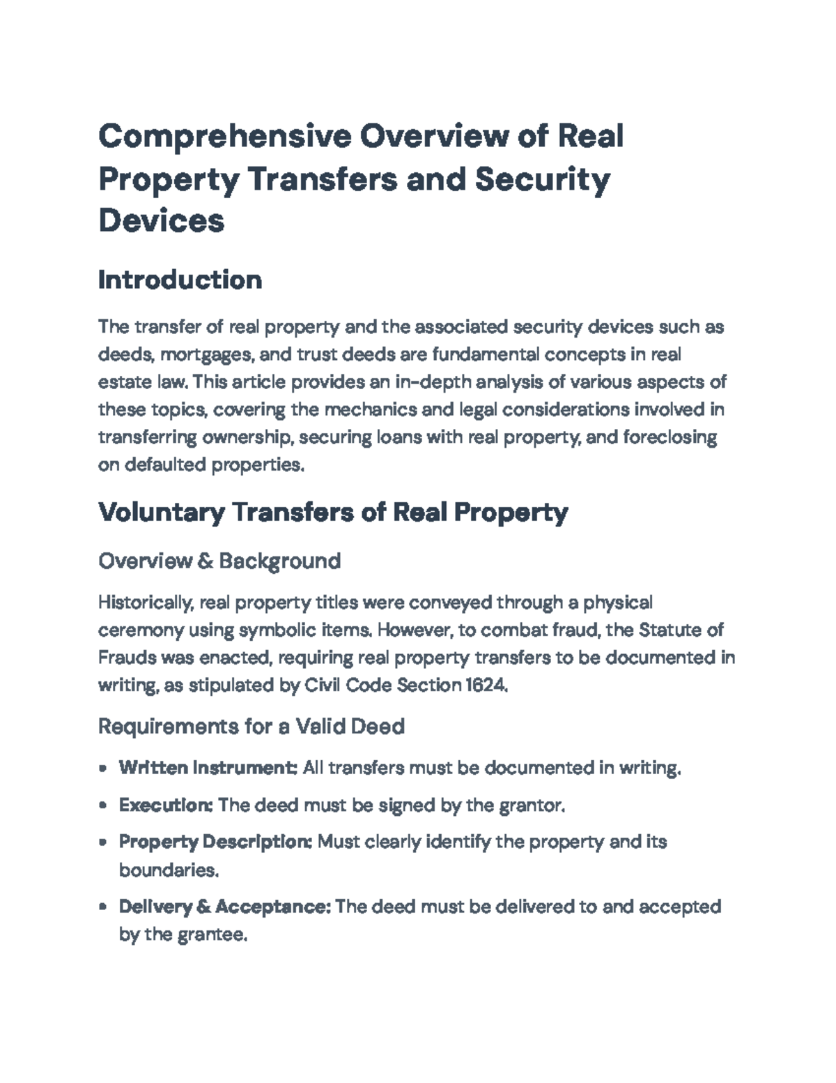 Understanding Real Property Transfers & Security Devices in Real Estate ...