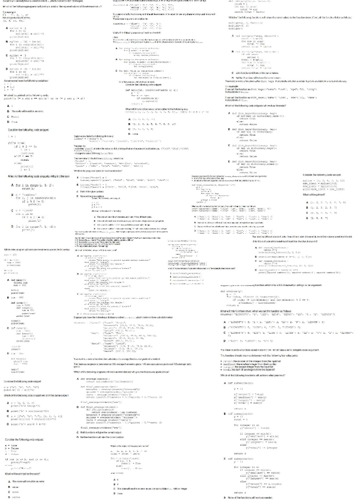 Cheatsheet for Python Functions and Data Structures (CS101) - Studeersnel