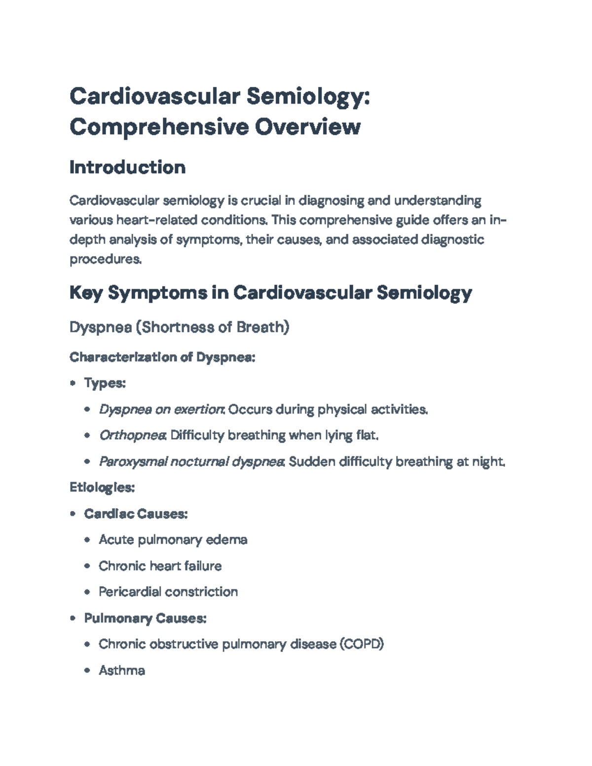 Cardiovascular Semiology (CVD 101): Key Symptoms & Diagnostic Overview ...