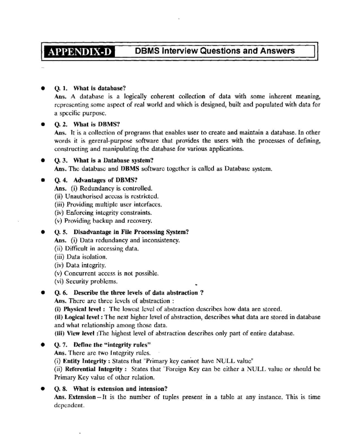 DBMS Interview Questions and Answers: Comprehensive Guide - Studocu