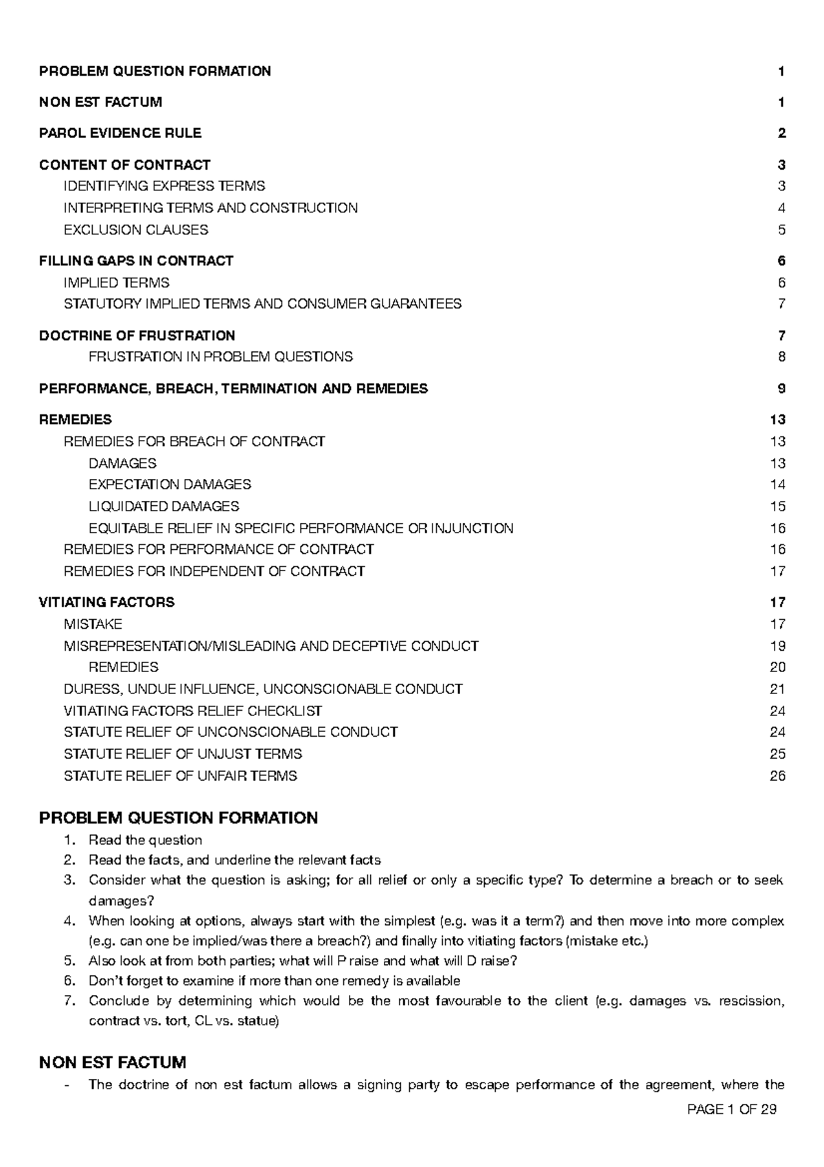 LLB1170 Contract B - Comprehensive Notes on Key Legal Concepts - Studocu