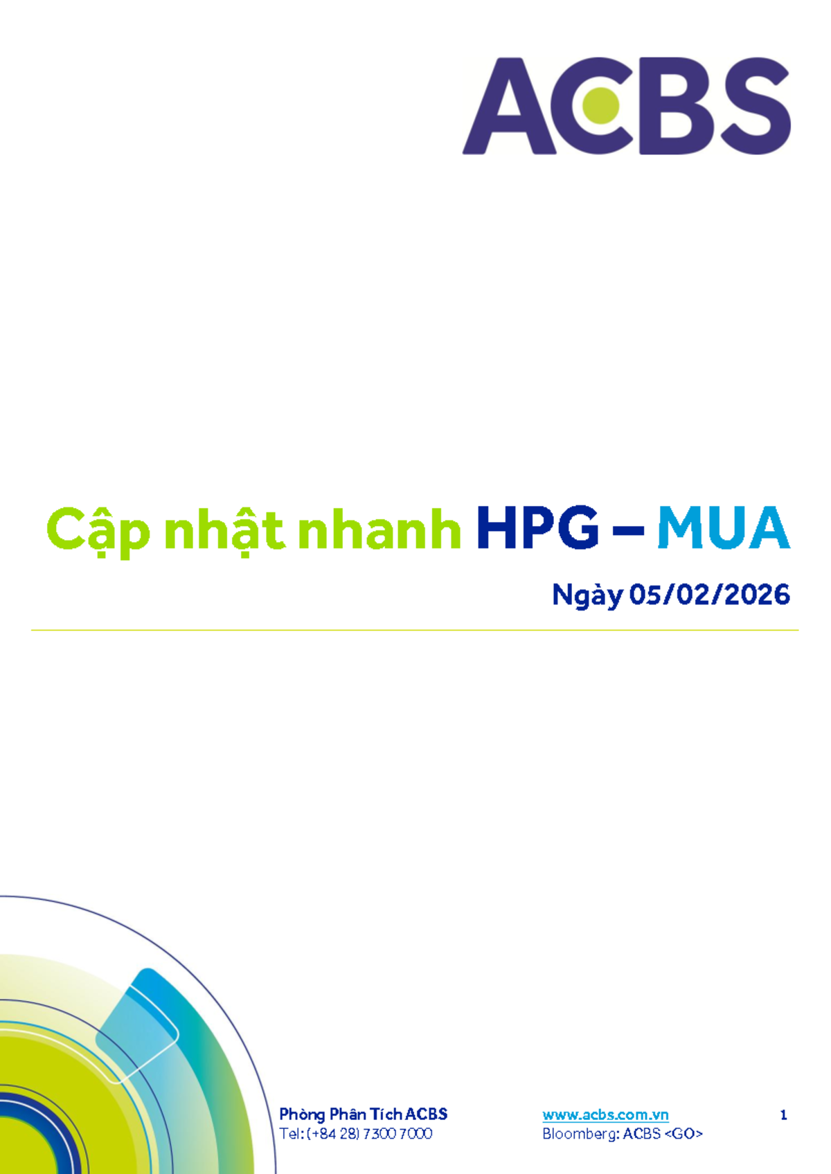 Cập Nhật Nhanh HPG MUA Ngày - Phân Tích ACBS 2026 - Studocu
