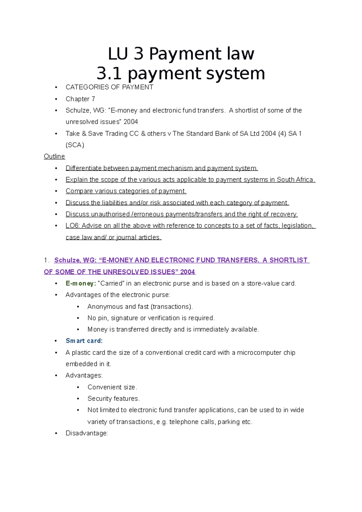 LU 3 Payment Law: Key Concepts in Electronic Funds Transfer Systems ...