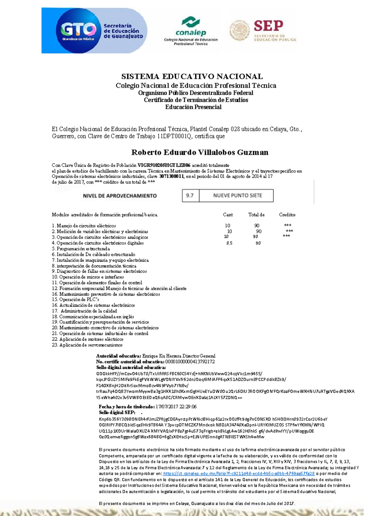 639312808 Certificado Conalep 1 - SISTEMA EDUCATIVO NACIONAL Colegio ...