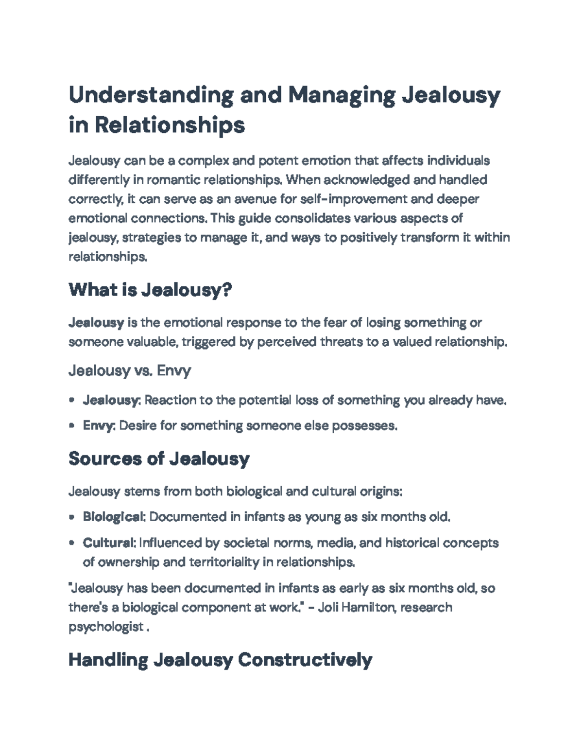 Understanding and Managing Jealousy in Relationships: A Comprehensive ...