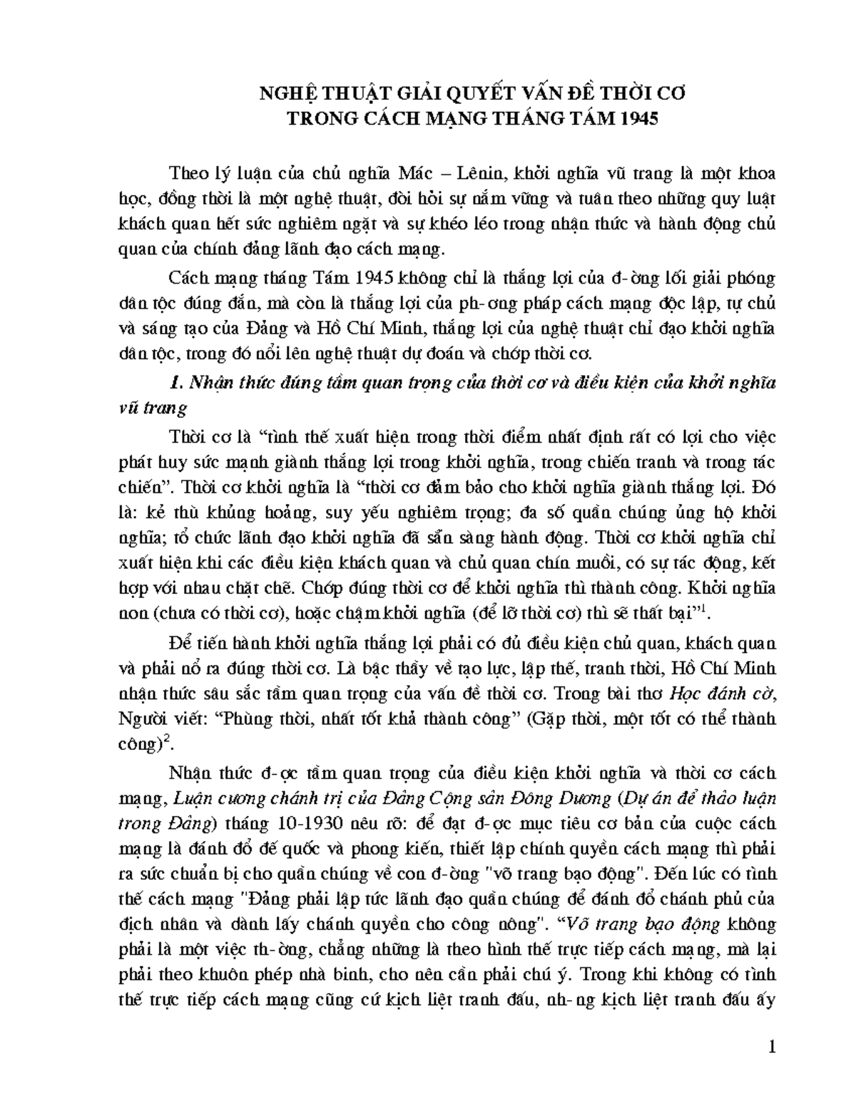 Thoi co 1945 (TLTK) - ddccc - Ngh÷ thuÀt gi∂i quy’t v n Æ“ thÍi c ̈ trong C∏ch mπng th∏ng T∏m ...