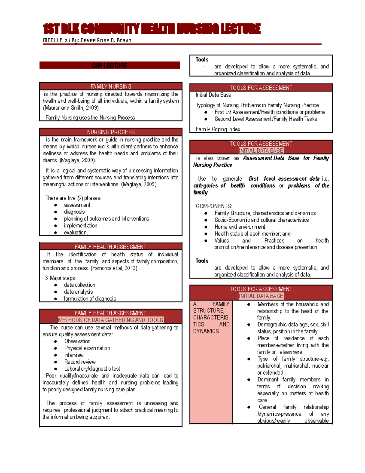 MOD 2 CHN LECTURE - Family Nursing and Health Assessment Framework ...