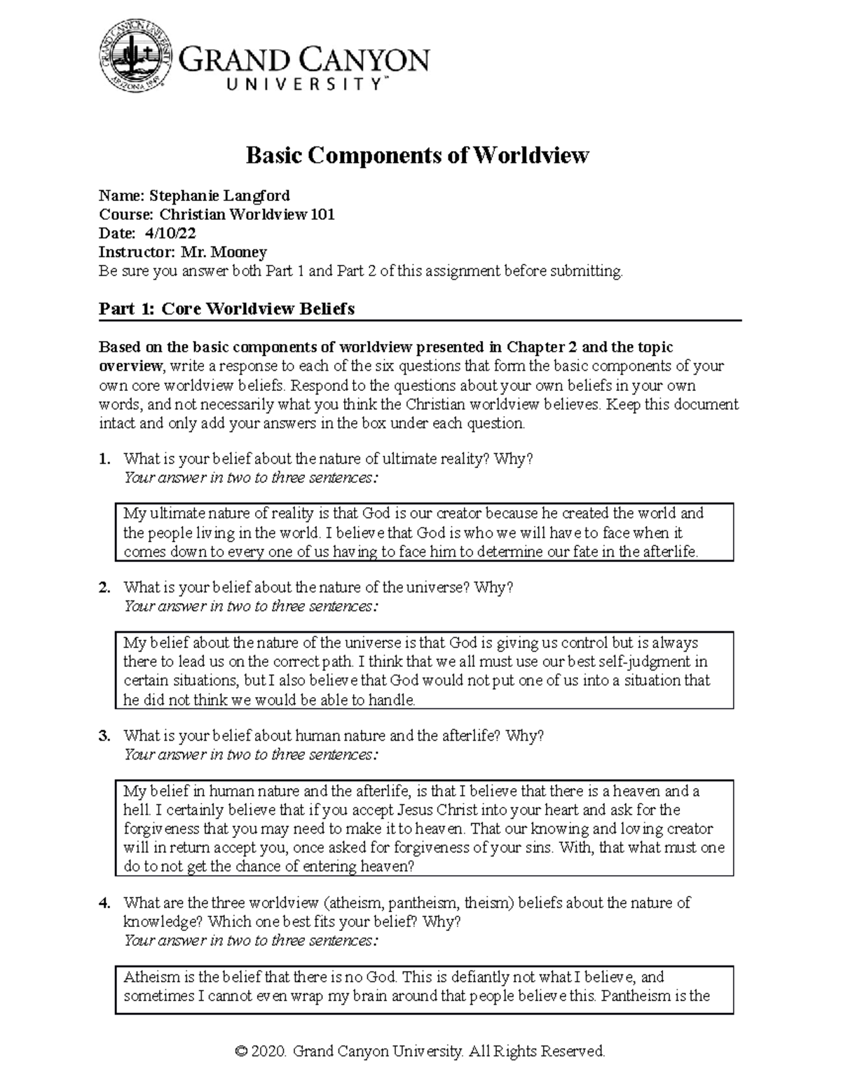 CWV-101 Basic Components Of Worldview - Basic Components of Worldview ...