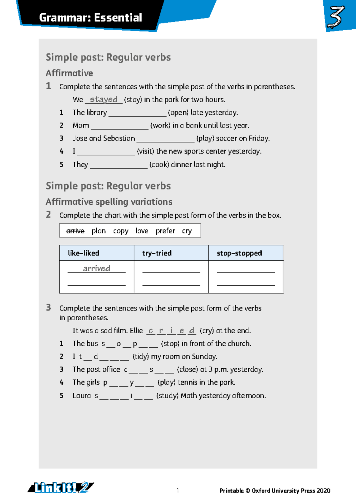 3 Grammar: Simple Past Tense - Regular & Irregular Verbs - Studocu