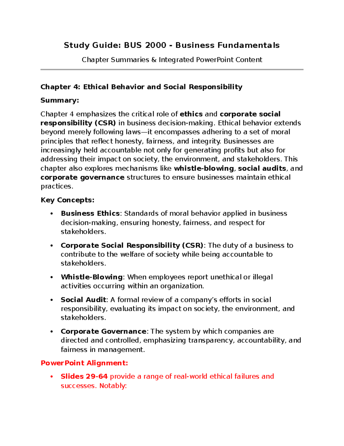 Final Exam Study Guide: BUS 2000 - Business Ethics & Economics Analysis - Studocu
