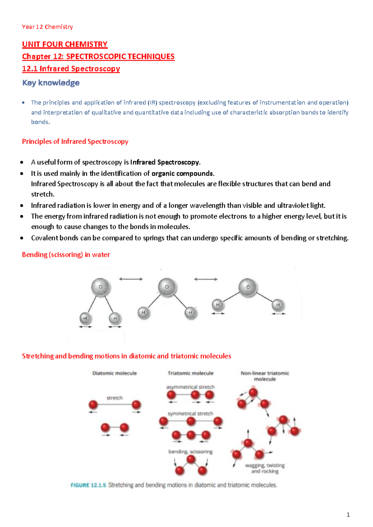 12.1 Infrared Spectroscopy Notes - Year 12 Chemistry Study Guide - Studocu