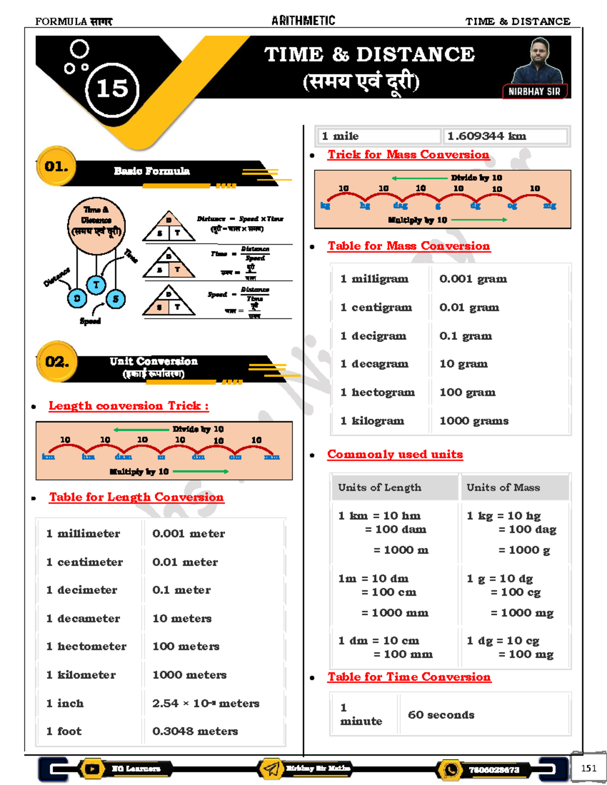 ARITHMETIC FORMULA: TIME, DISTANCE & SPEED CONVERSIONS (15) - Studocu