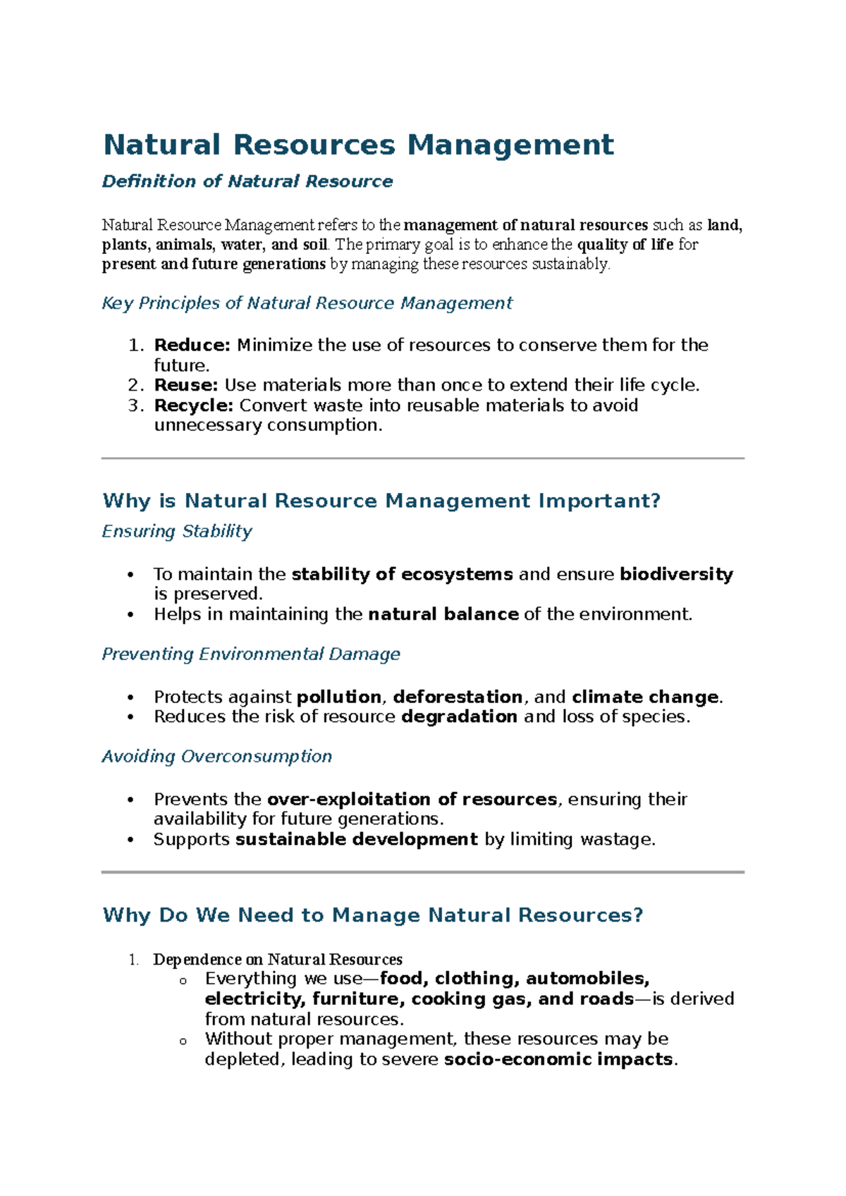 Natural Resource Management - Natural Resources Management Definition ...