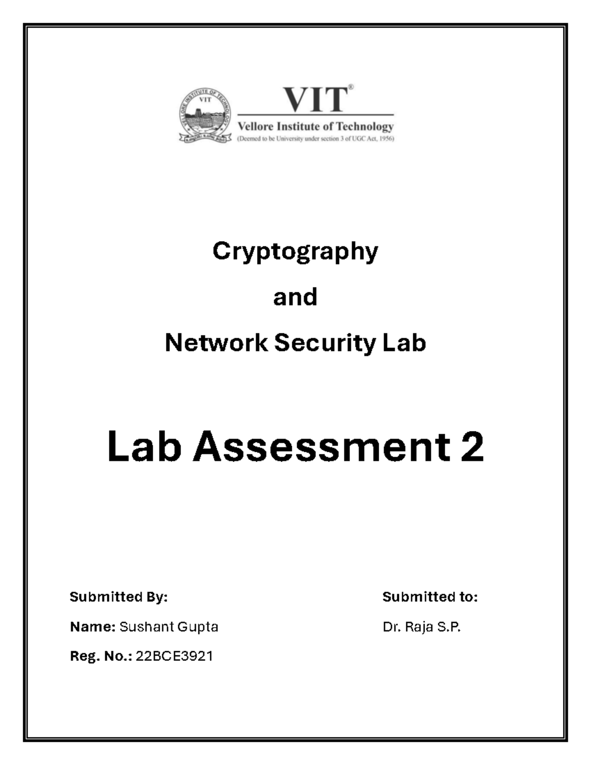 LDA2 22BCE3921 - Cryptography Lab Assessment 2 Notes - Studocu