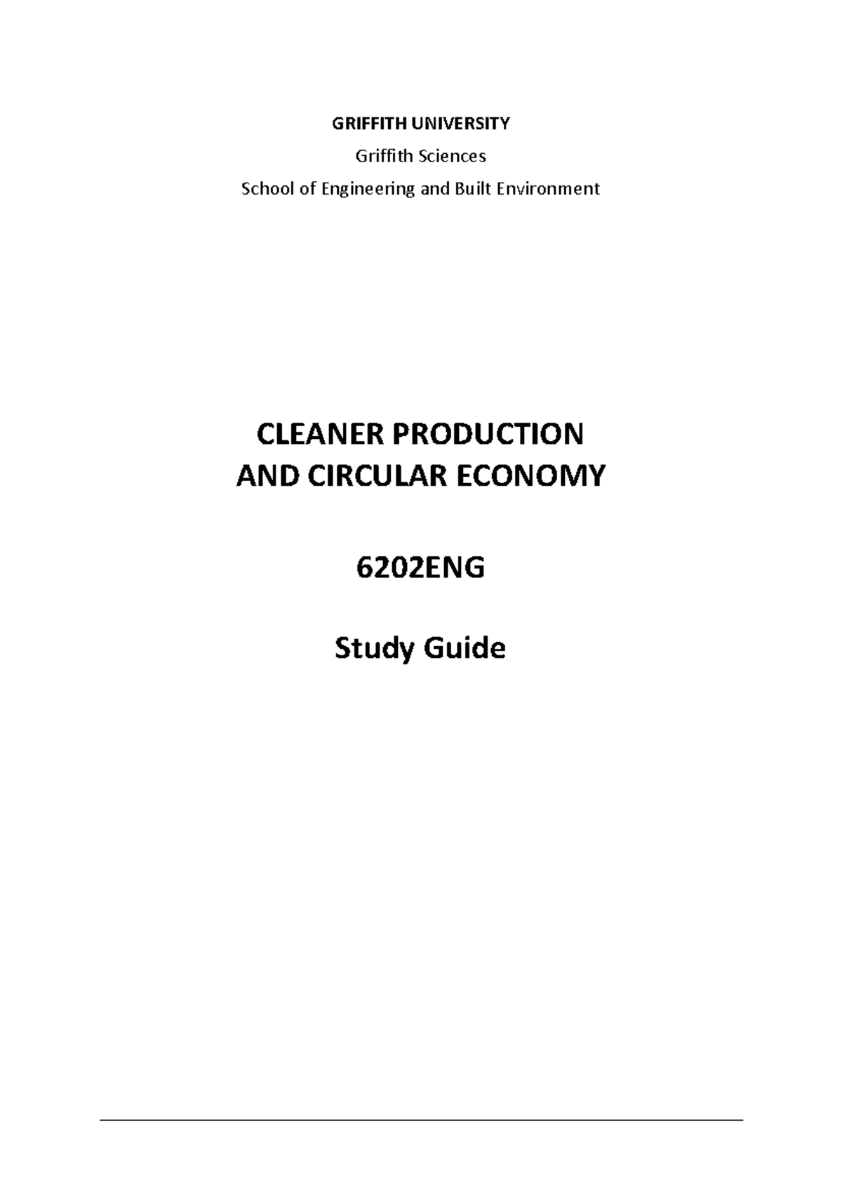 6202ENG Study Guide - GRIFFITH UNIVERSITY Griffith Sciences School of ...