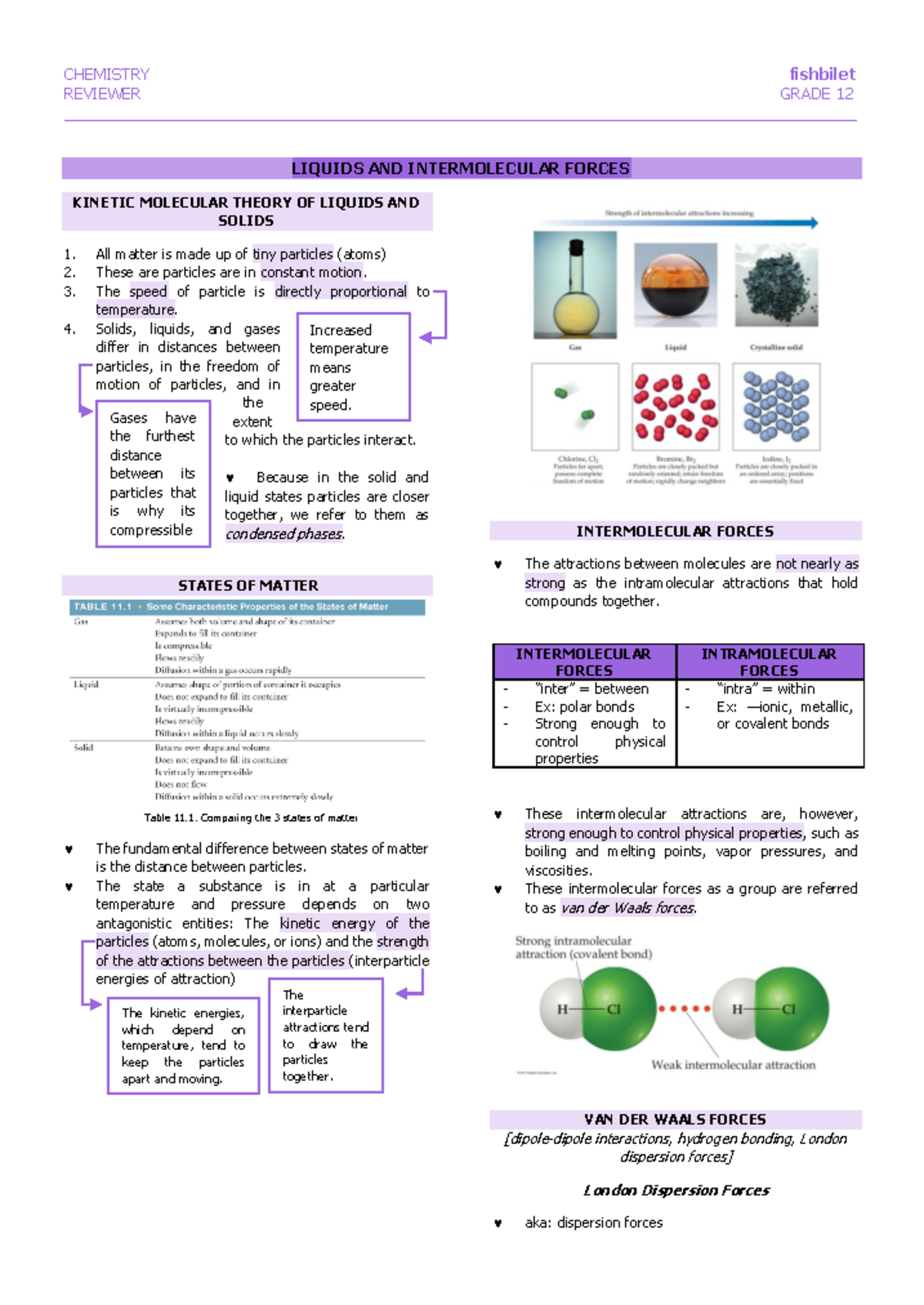 GEN CHEM II: Liquids, Intermolecular Forces & Solutions Review Notes ...