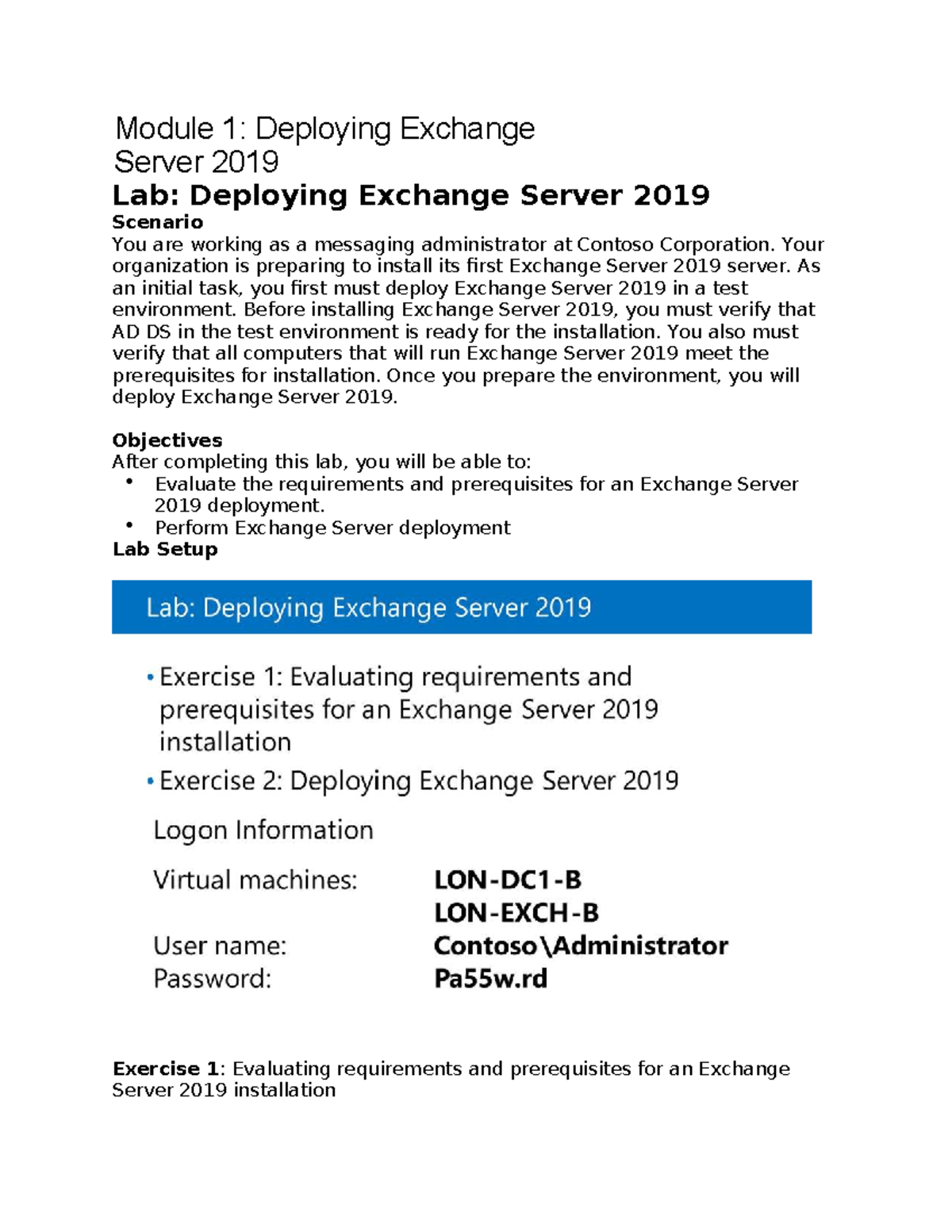 Module 1: Lab on Deploying Exchange Server 2019 Setup and Verification ...