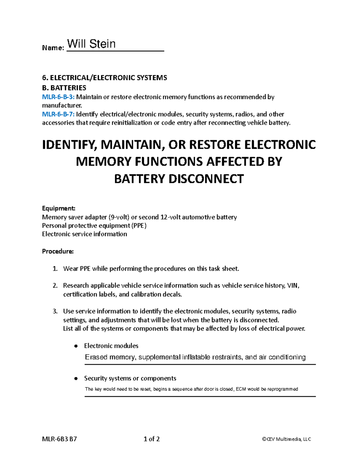 B7 Final Exam: Restoring Electronic Memory Functions After Battery ...
