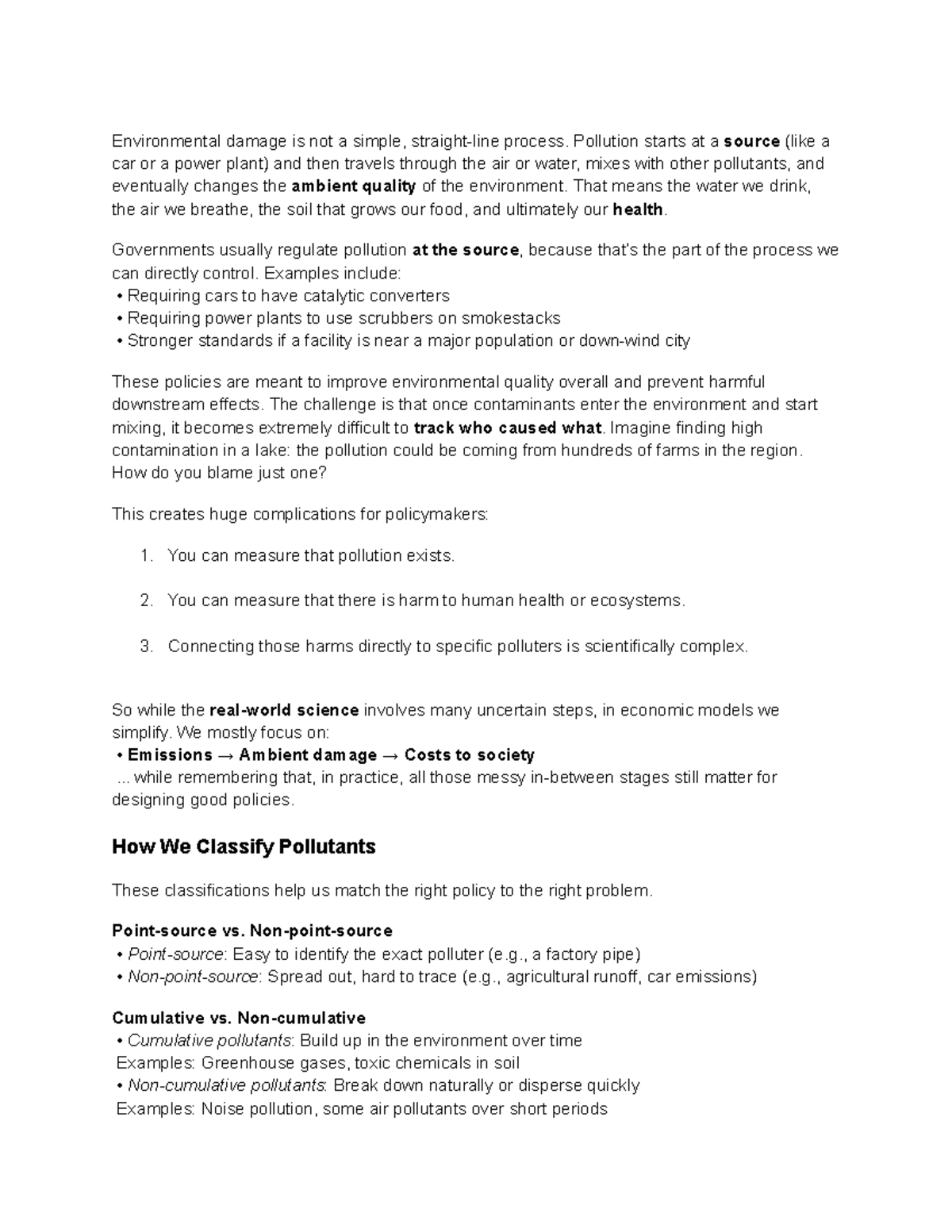 EC238 Lecture Notes: Understanding Environmental Pollution Sources ...