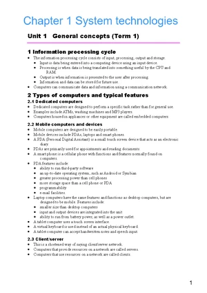 Chapter 1-System technologies - Unit 1 General concepts (Term 1) 1 ...