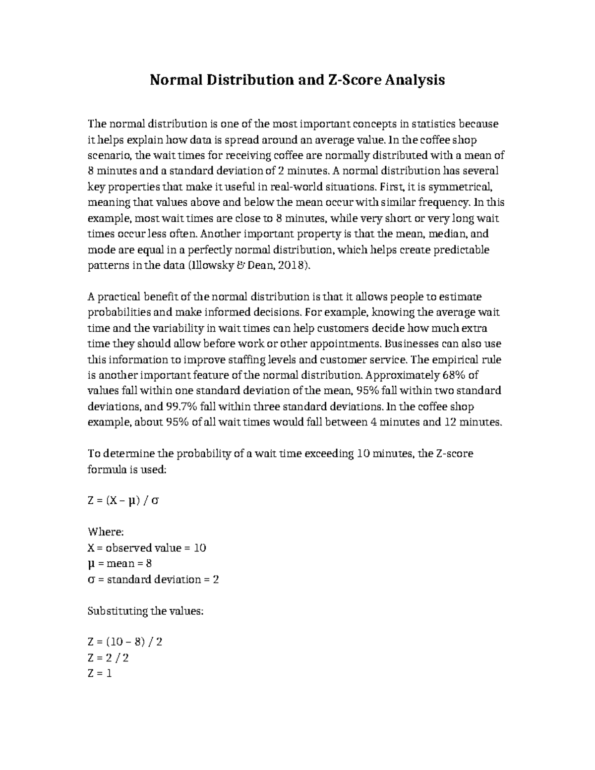 Normal Distribution & Z-Score Analysis (APA7) - Studocu