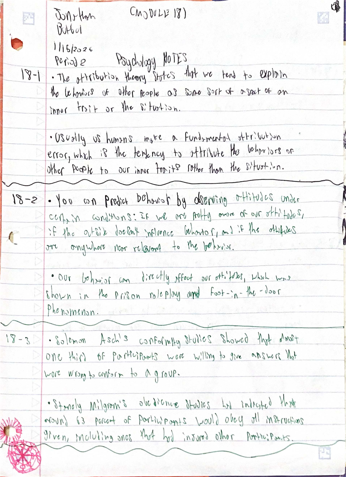 Psychology Notes (Module 18): Attribution Theory & Social Behavior ...