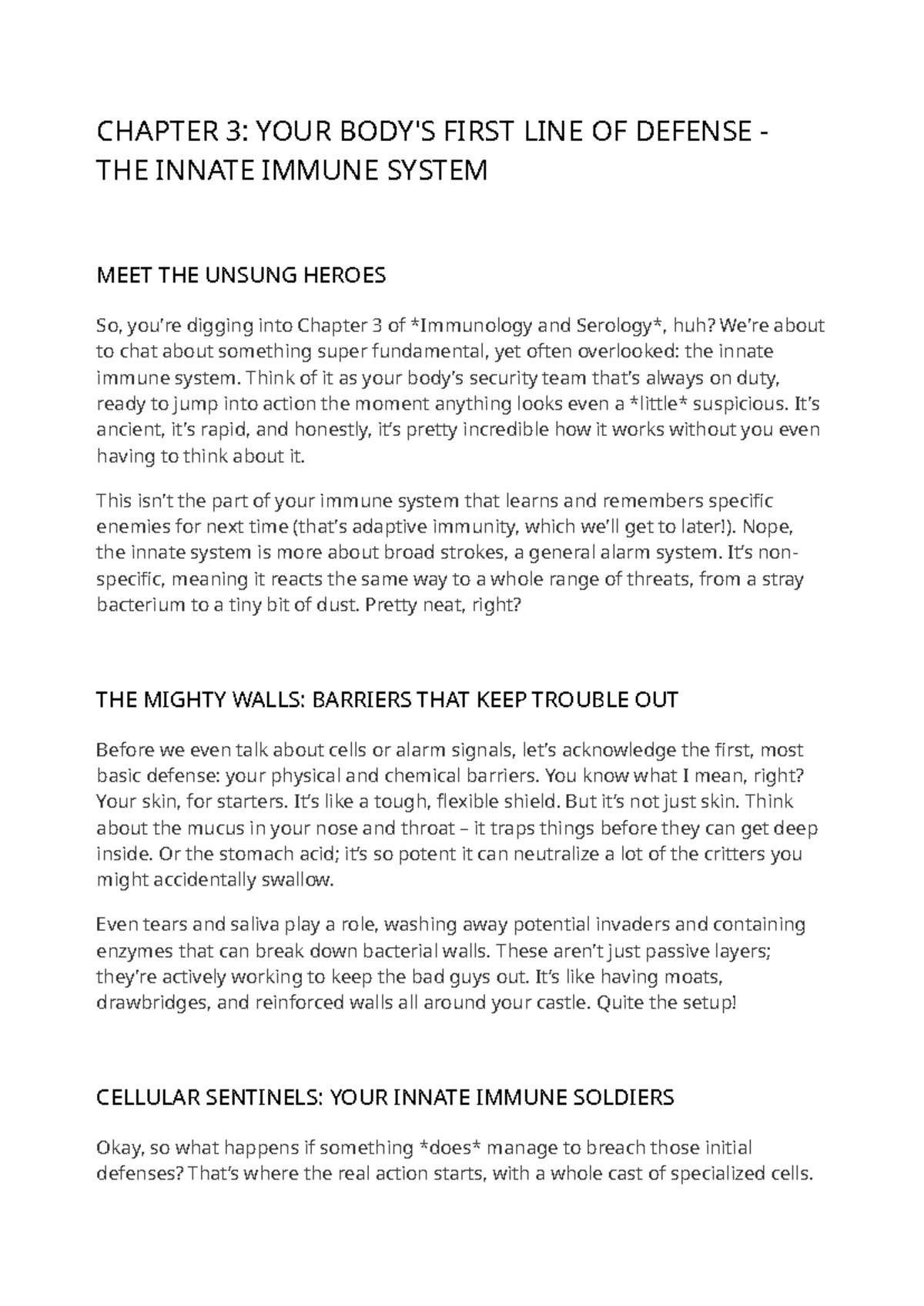 Immunology CH3: The Innate Immune System - Your First Line of Defense ...