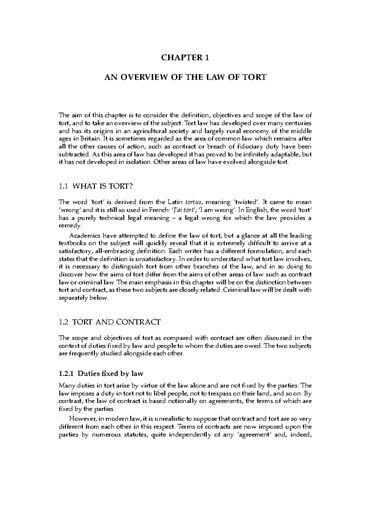 BK 1: Overview of Tort Law and Its Key Concepts - Studocu