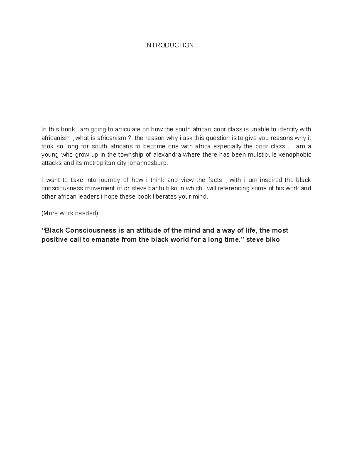 My Book: Why the Poor Class Struggles with Africanism - Studocu