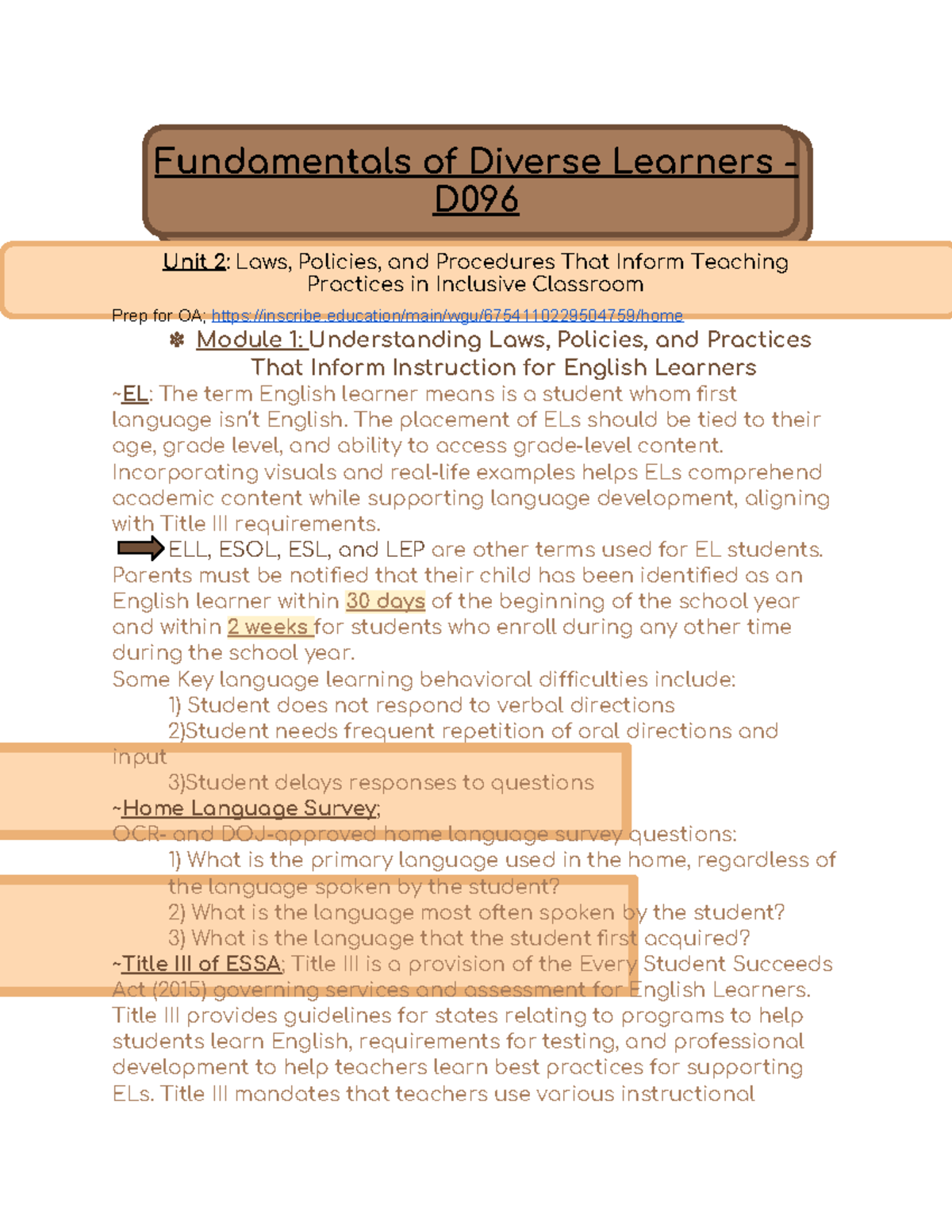 Comprehensive Study Guide for Diverse Learners - D096 - Studocu