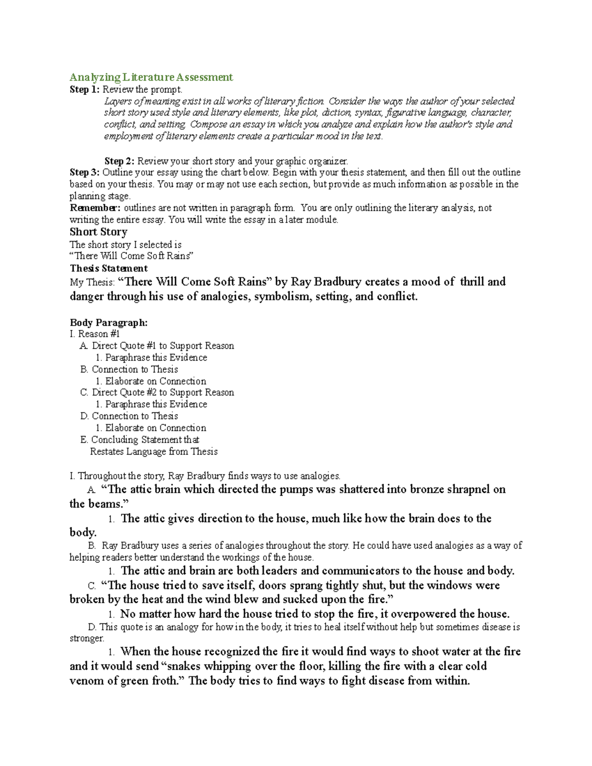 Analyzing literature assess rubric copy - Analyzing Literature ...