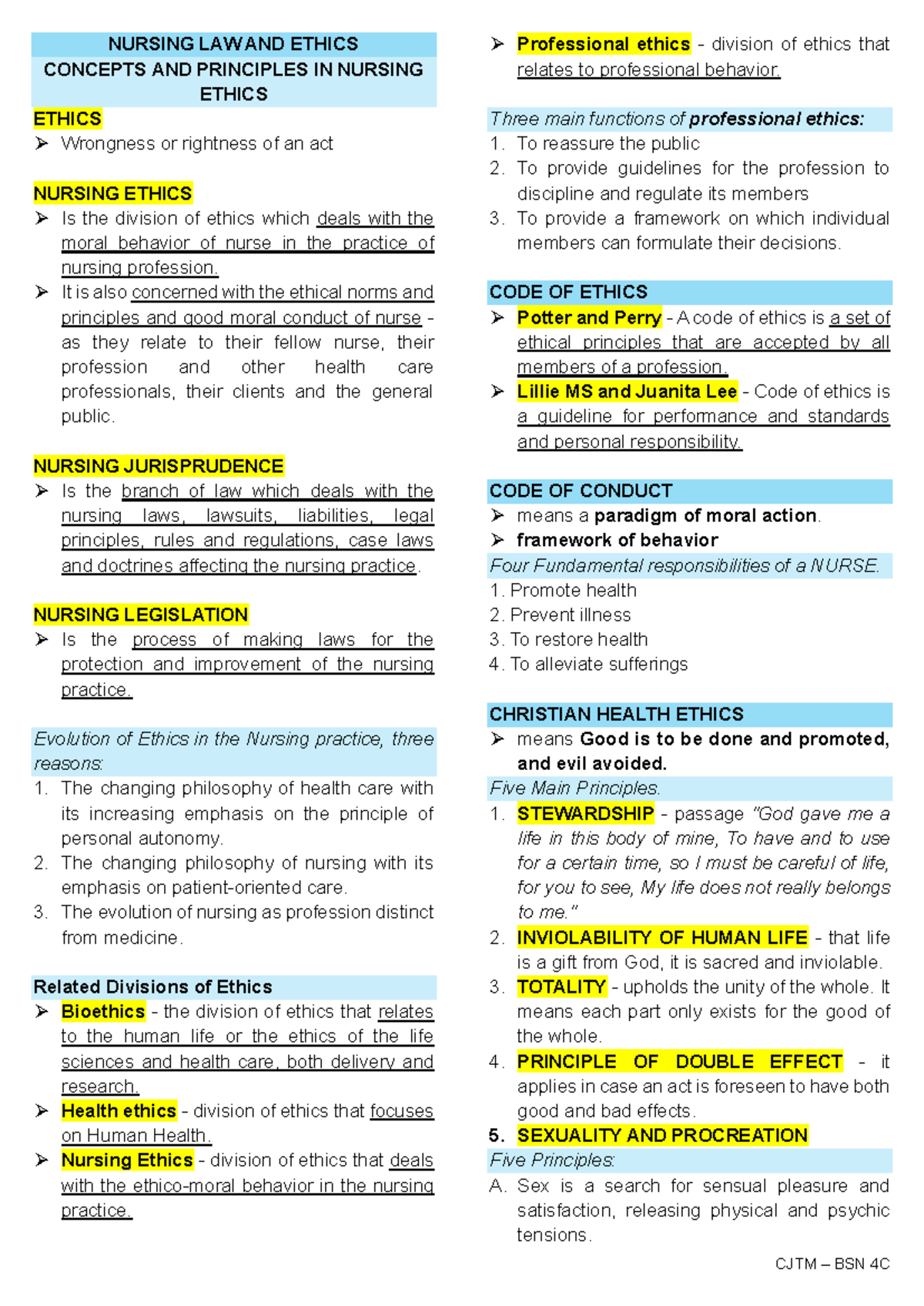 NCM 119: Nursing Law and Ethics Final Exam Study Guide - Studocu