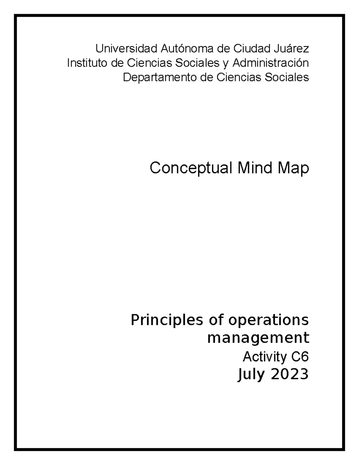 Activity C6. POM - Conceptual Mind Map on Operations Management - Studocu