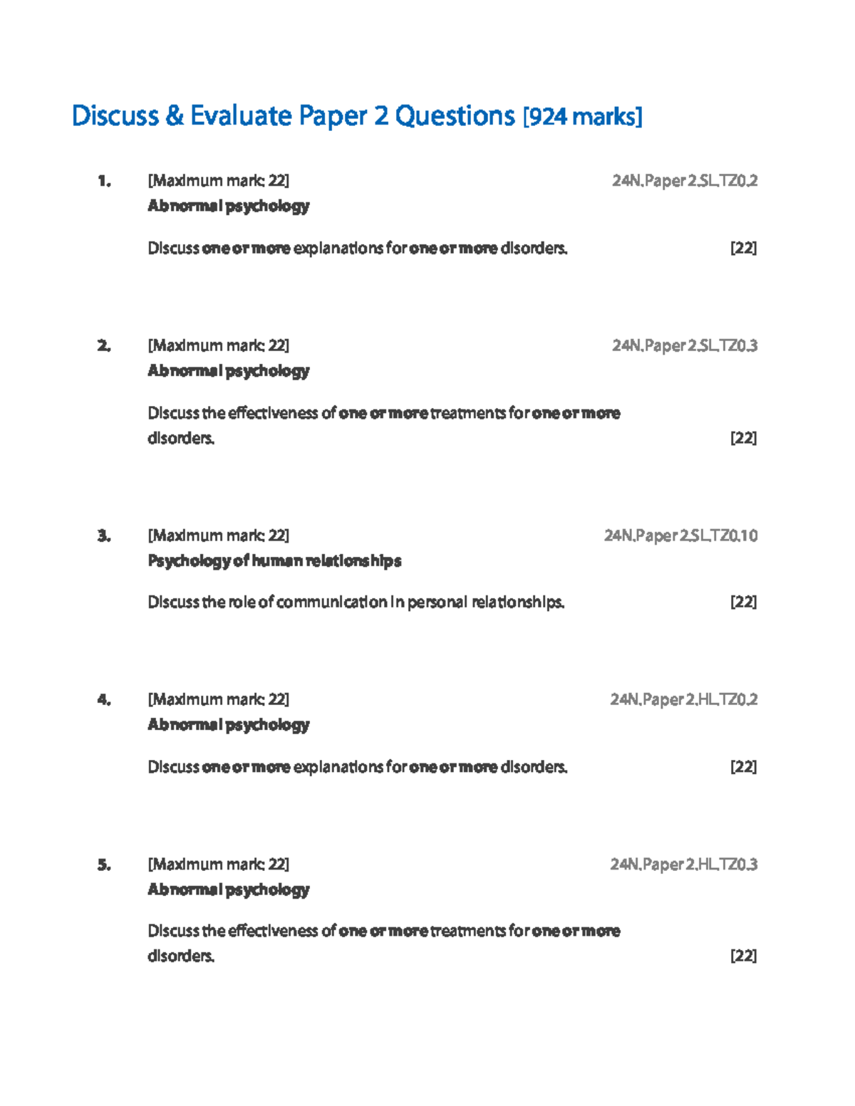 Discuss and Evaluate IB Psychology Paper 2 Questions - Studocu
