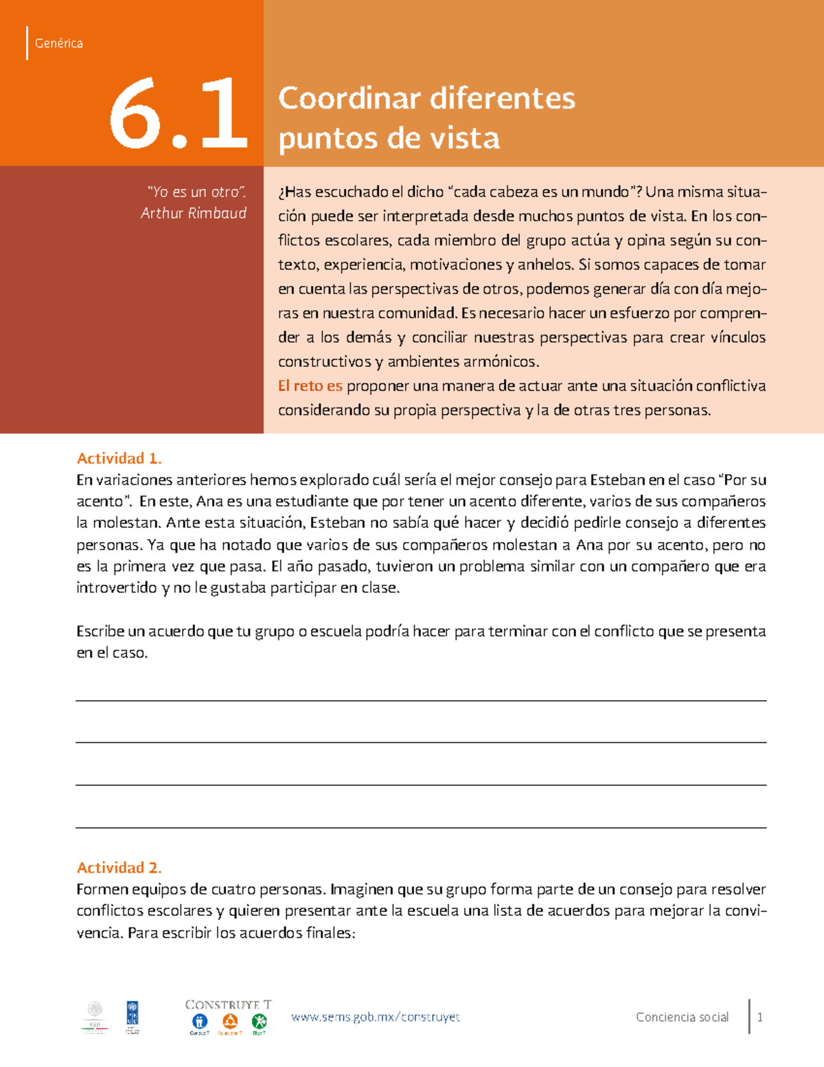 HSE_Lesson 6: Coordinación de Perspectivas en Conflictos Escolares ...