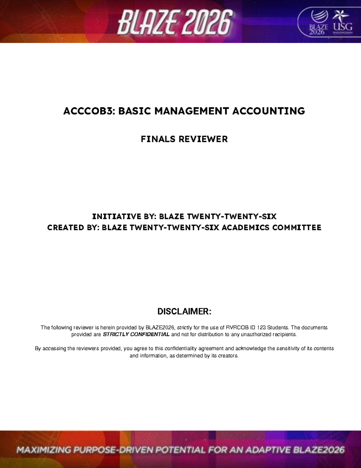 ACCCOB3: Basic Management Accounting Finals Reviewer Guide - Studocu