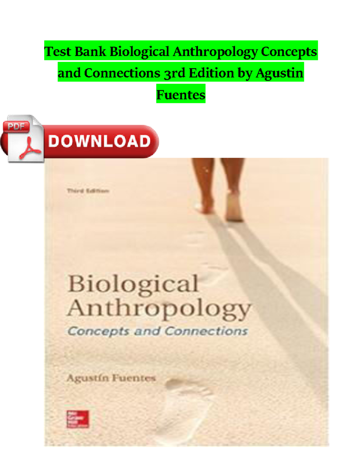 Biological Anthropology Concepts & Connections 3rd Ed - Test Bank - Studocu