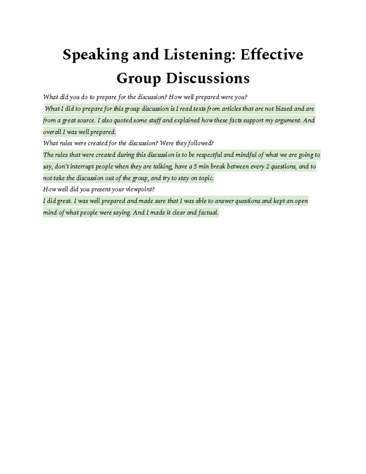 Effective Group Discussions: Speaking and Listening Strategy Notes ...