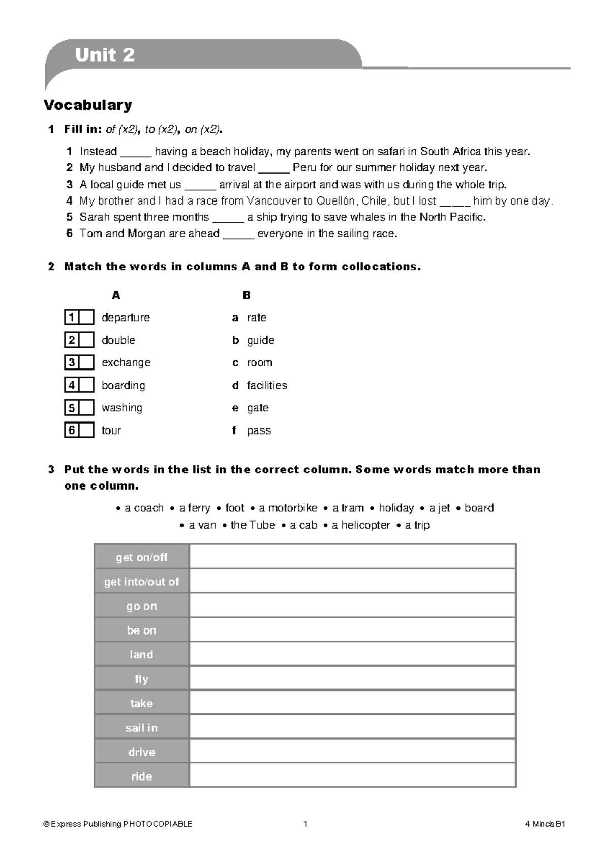 Unit 2 Vocabulary & Grammar Exercises - 4 Minds B1 - Studocu