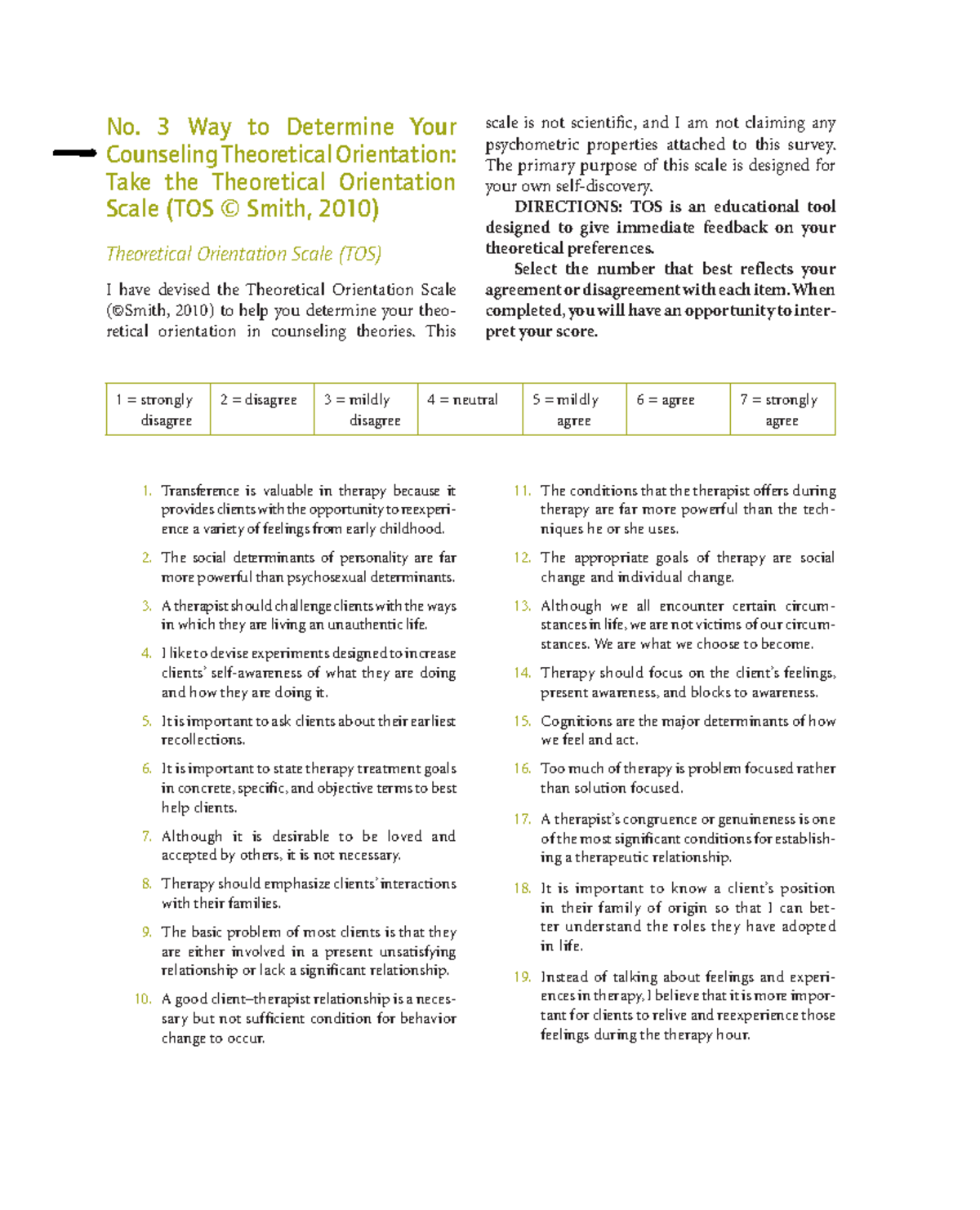 Theoretical Orientation Scale (TOS): A Self-Assessment Guide - Studocu