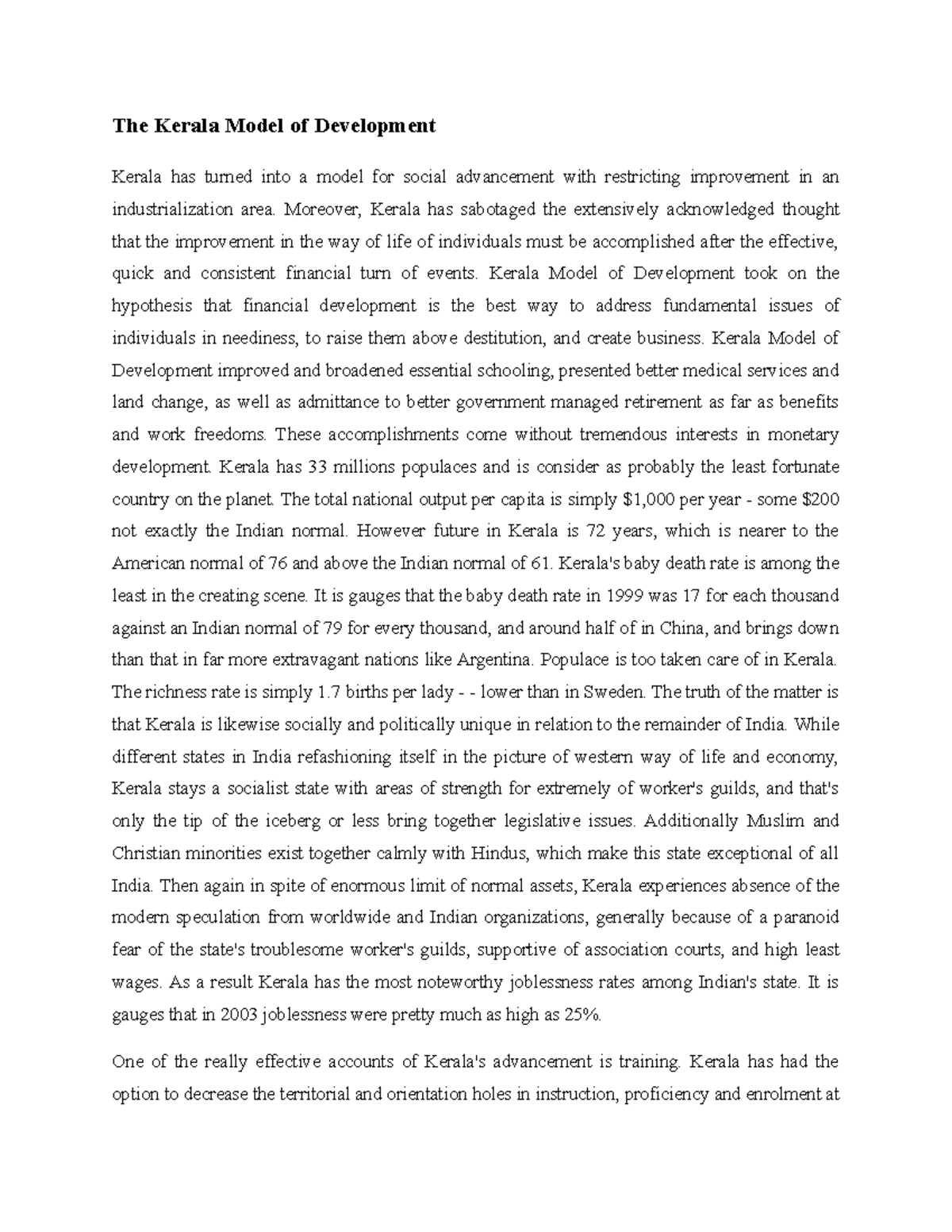 Kerala Development Model: Social Progress Through Education & Health ...