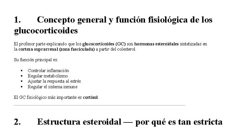 Resumen de Esteroides y Glucocorticoides: Funciones y Mecanismos - Studocu