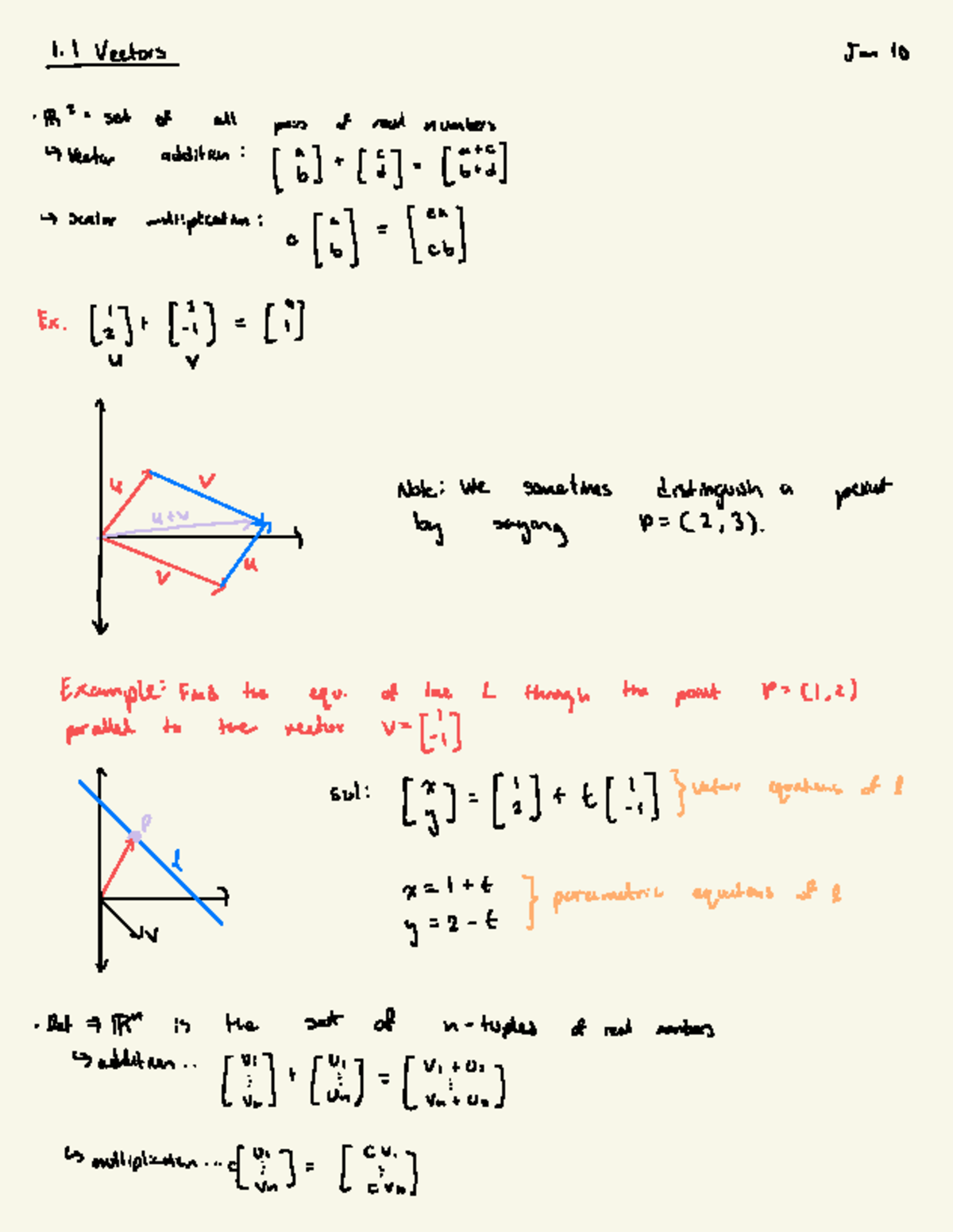 Vectors and Scalar Multiplication Notes (Course Code: 1 1) - Studocu