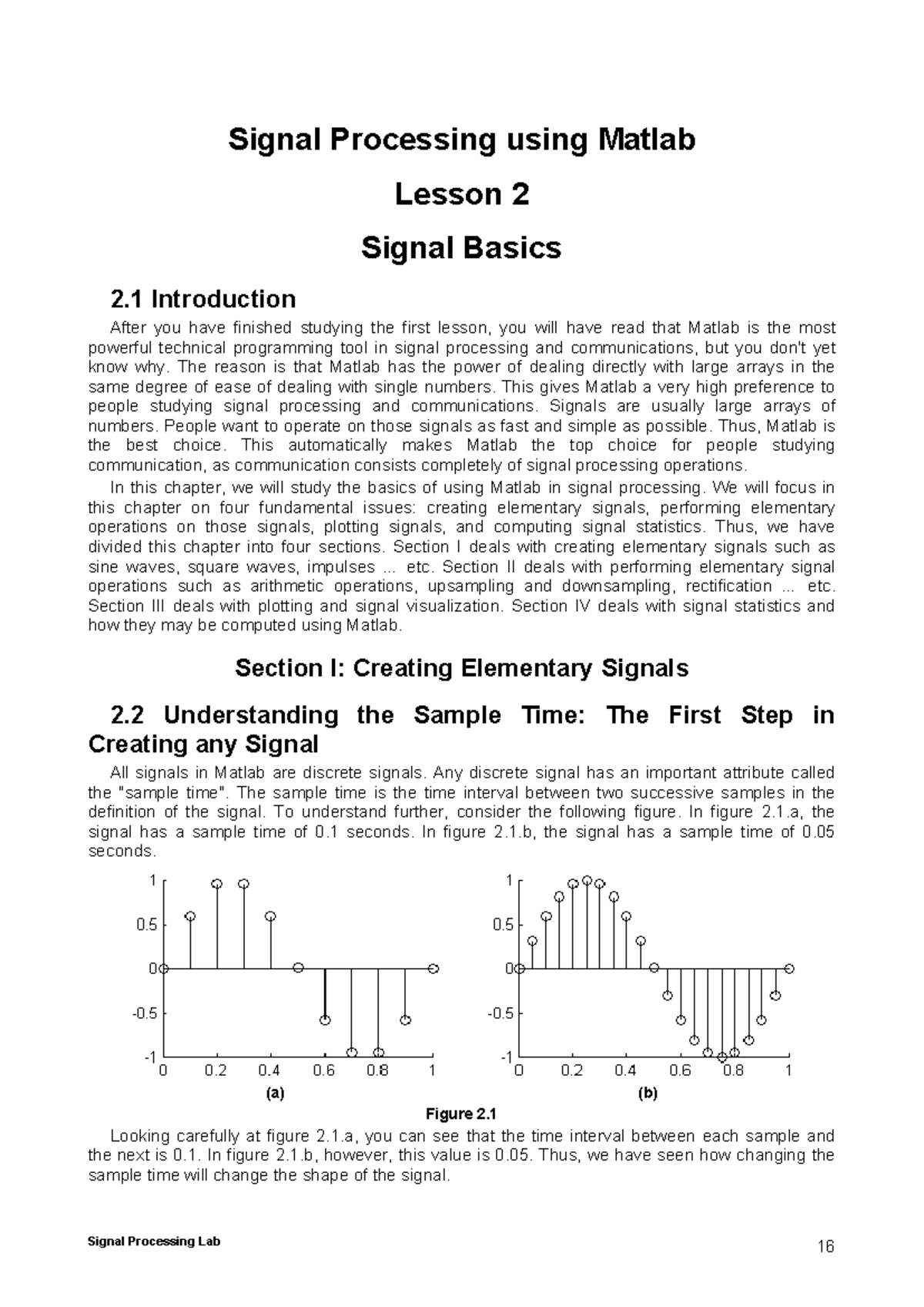 Lab 2 - Signals and Systems: Introduction to Signal Basics in Matlab ...