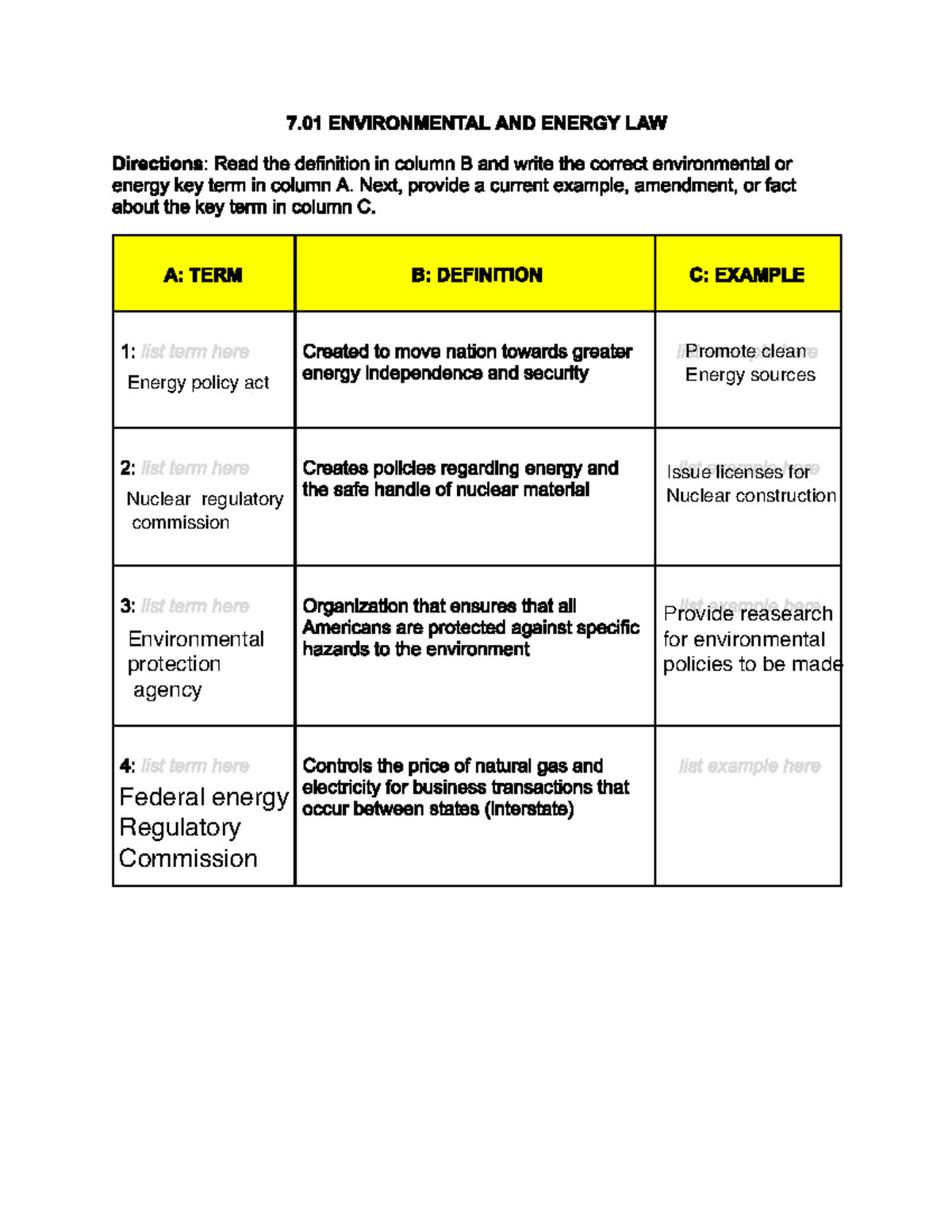Unit 701 - Environmental & Energy Law: Clean Energy & Nuclear Licensing ...