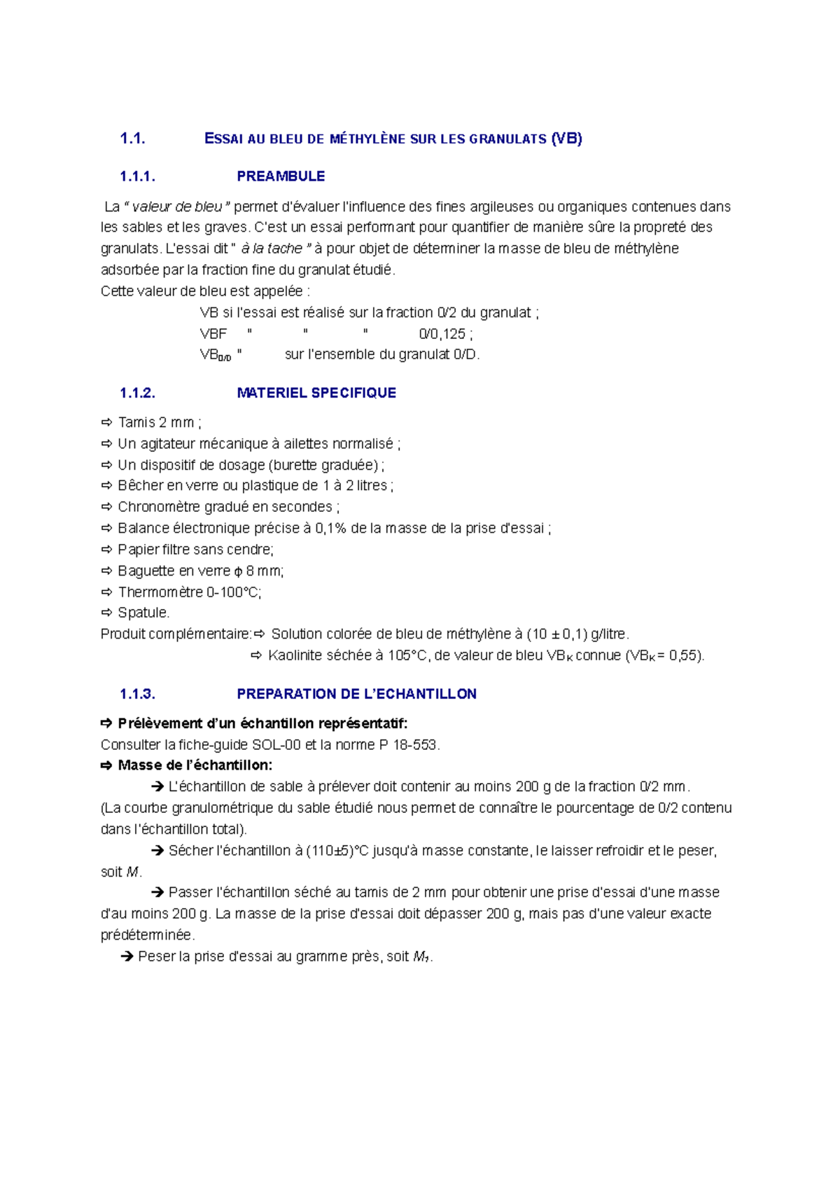 Essai au bleu de méthylène sur granulats : Méthodologie et matériel ...