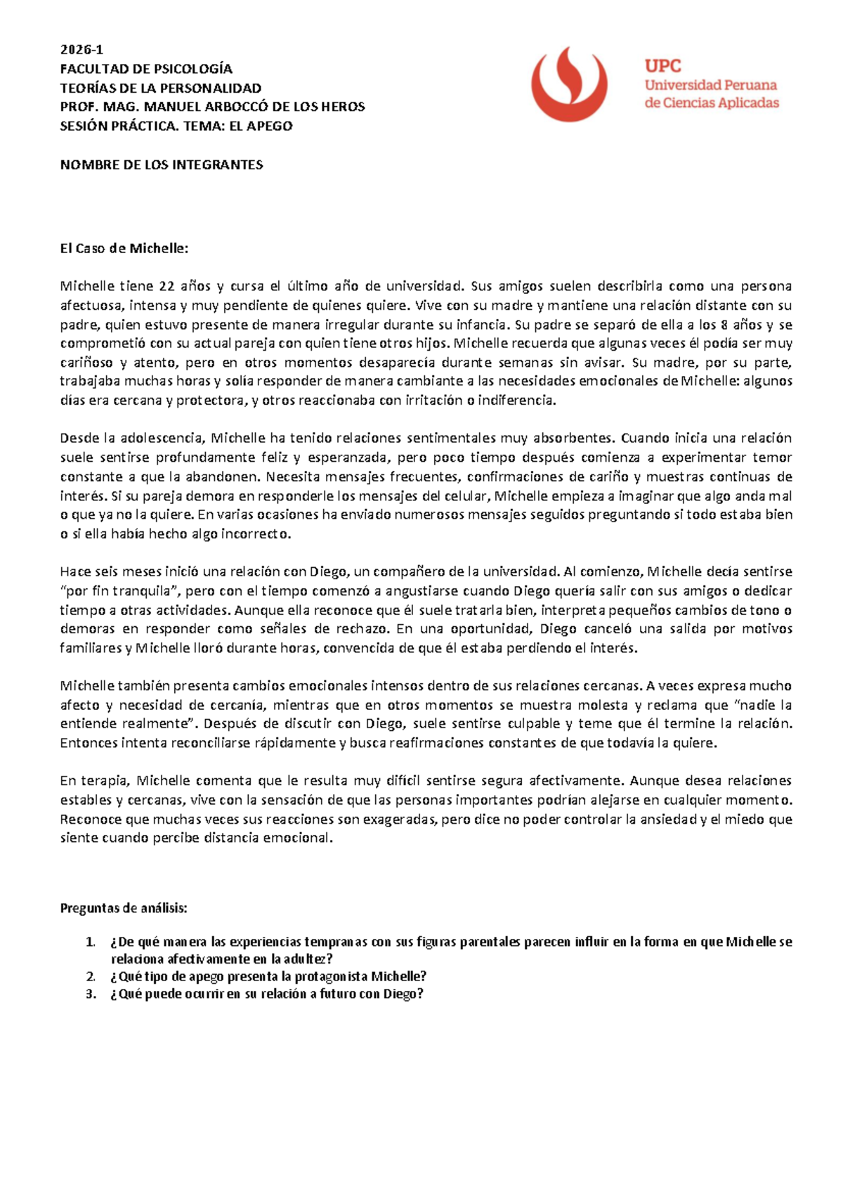 Ejercicio Grupal: Caso Clínico de Apego Inseguro en Personalidad - Studocu
