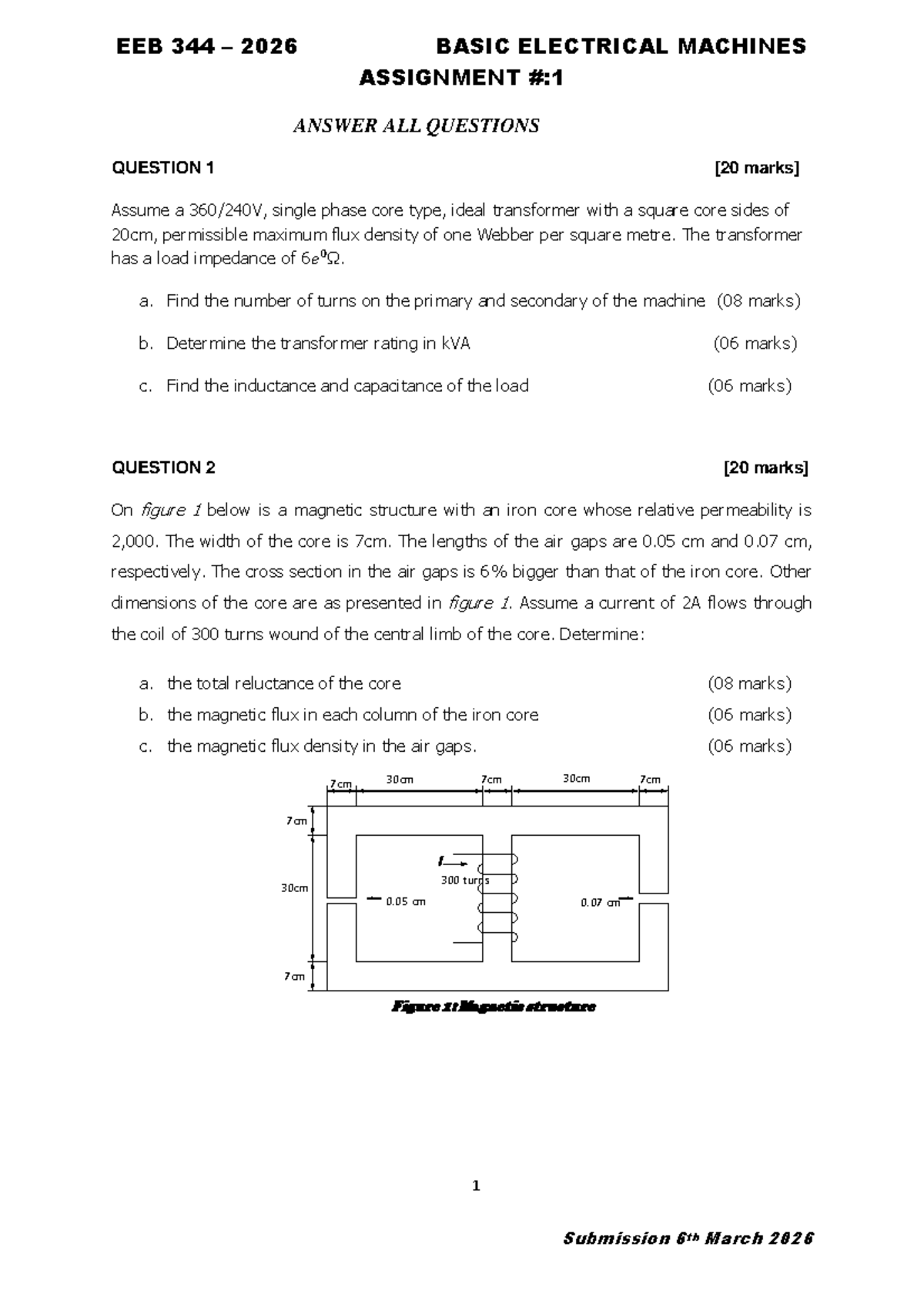 EEB 344 - 2026 - Basic Electrical Machines Assignment Solutions - Studocu