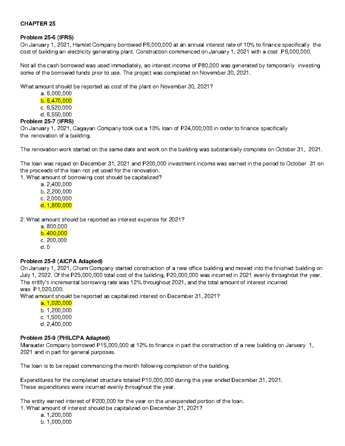 IFRS Chapter 25: Borrowing Costs and Interest Capitalization Problems - Studocu