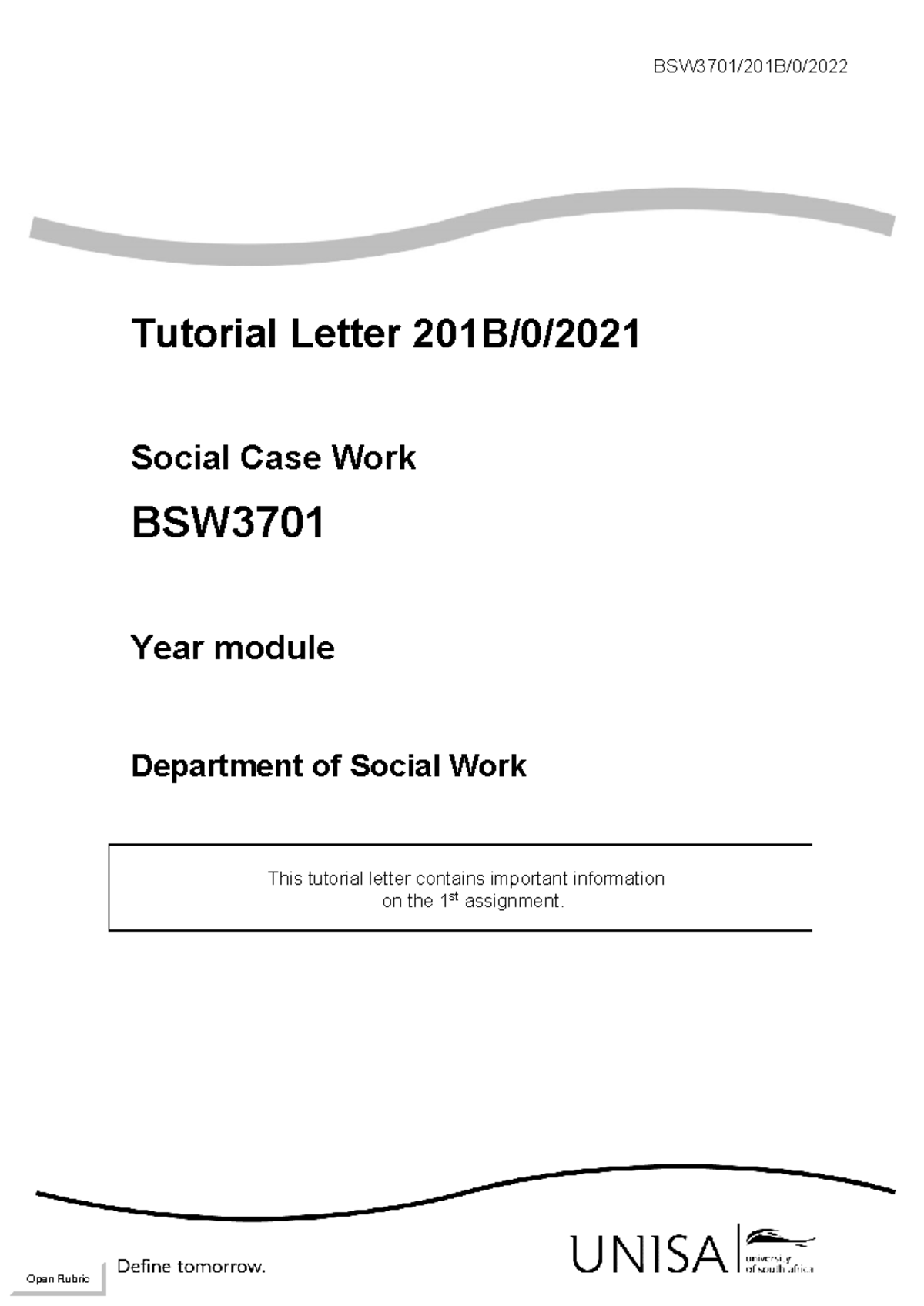 BSW3701 Tutorial Letter: Important Feedback on Assignment 2 - Studocu
